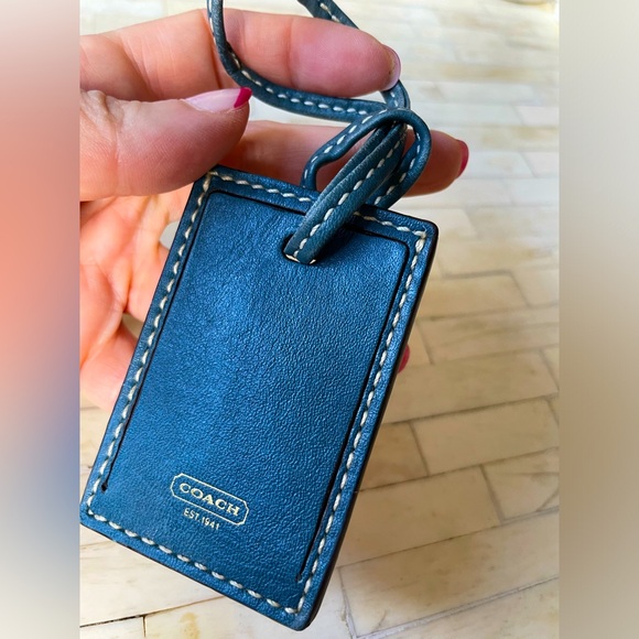 Coach | Accessories | Coach Luggage Tag In Teal Coach Leather Tag Coach ...